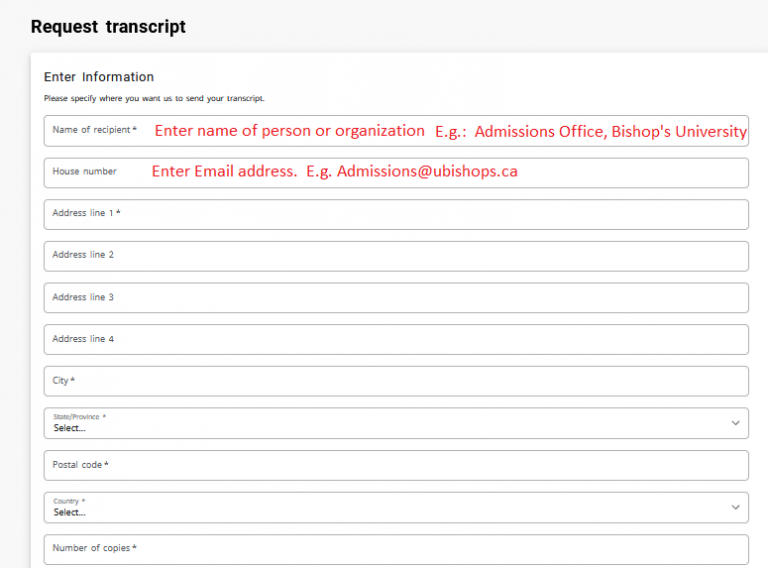 Transcript Request - Bishop's University